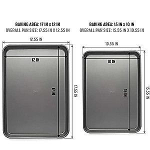 Goodful Nonstick Cookie Baking Sheet Set, Heavy Duty Carbon Steel with Quick Release Coating, Made without PFOA, Dishwasher Safe, 2-Pack Bakeware Set, 17-Inch x 12-Inch and 15-Inch x 10-Inch, Gray