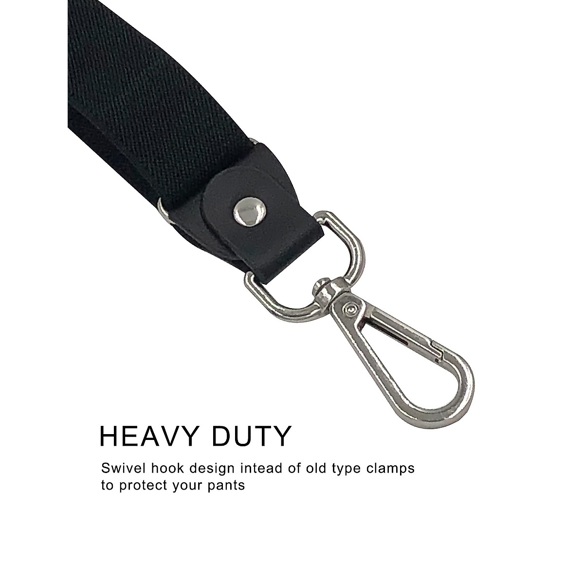 Suspenders for Women with 3 Swivel Hooks and 1" Width Strap for Jeans and Shorts, also for Slim or Young Men (Black)