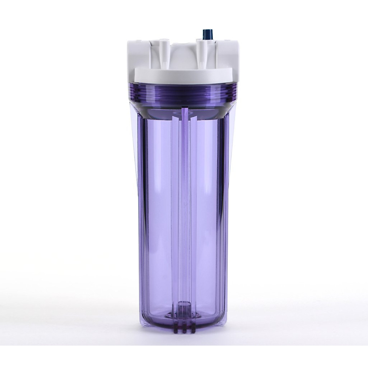 Hydronix HF3-10CLWH12PR, 10" Clear Housing with White Rib Cap For RO & Filtration Systems, 1/2" Ports with Relief Button