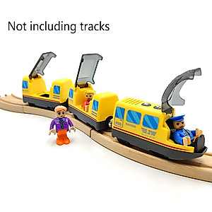 Battery Train Magnetic Connection Inter City Train with Figures for Wooden Train Track Toys Locomotive Train Toys for Toddlers 3 4 5 Year Old Kids (No-Include Battery and Track)
