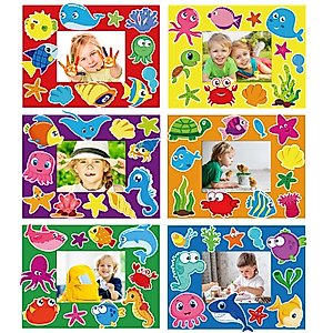 chiazllta 30 Pcs Summer Under The Sea Craft Kits for Kids Preschool Ocean Animal DIY Picture Frame Crafts Kindergarten Back to School Activities Game Classroom Bulletin Board Decorations