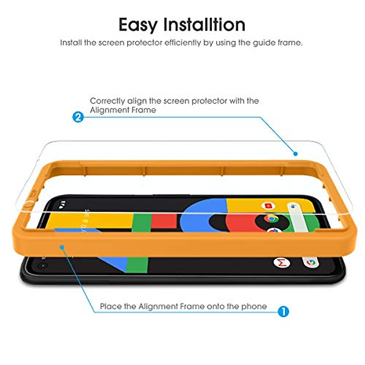 OMOTON [4 Pack] Screen Protector for Google Pixel 4a (Not Fit for 4a 5G), Scratch Resistant/Easy-Install/Bubble Free/Tempered Glass Screen Protector Compatible with Google Pixel 4a