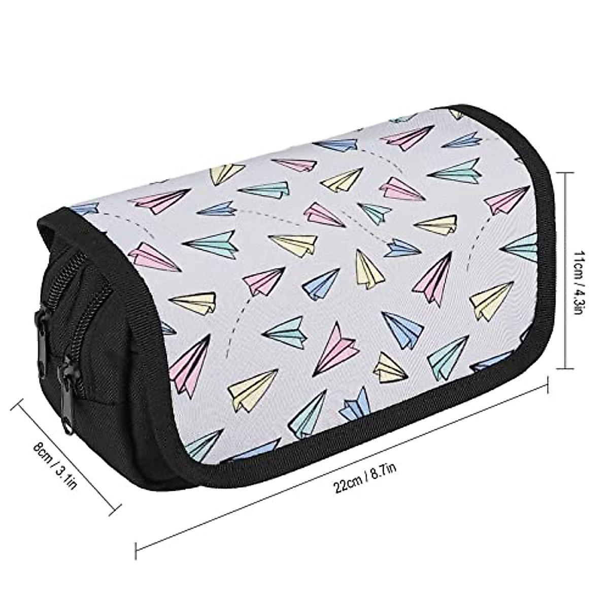 Paper Planes Pencil Case with Two Large Compartments Pocket Big Capacity Storage Pouch Pencil Bag for School Teen Adult