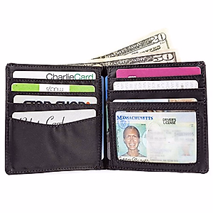 Big Skinny Men's World Leather Bi-Fold Slim Wallet, Holds Up to 35 Cards, Black