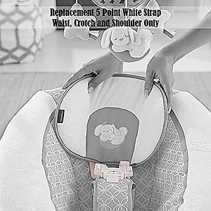 F-Price Replacement Part for Fisher-Price Cradle 'n Swing - Fits Many Models ~ 5 Point White Strap ~ Waist, Crotch and Shoulder