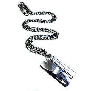 Premium Label - Bad Habits - Luxury Razor Blade Silver Charm .925 Plata Punk, Gothic, Streetwear, Dog Tag, Curb Grunge Chain - Made in JAPAN