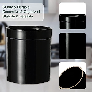 MEIGUI Ceramic Kitchen Utensil Holder, Utensil Crock Large Utensils Holder for Kitchen Decor, Cooking Tool Utensils Caddy for Countertop, Pure Black