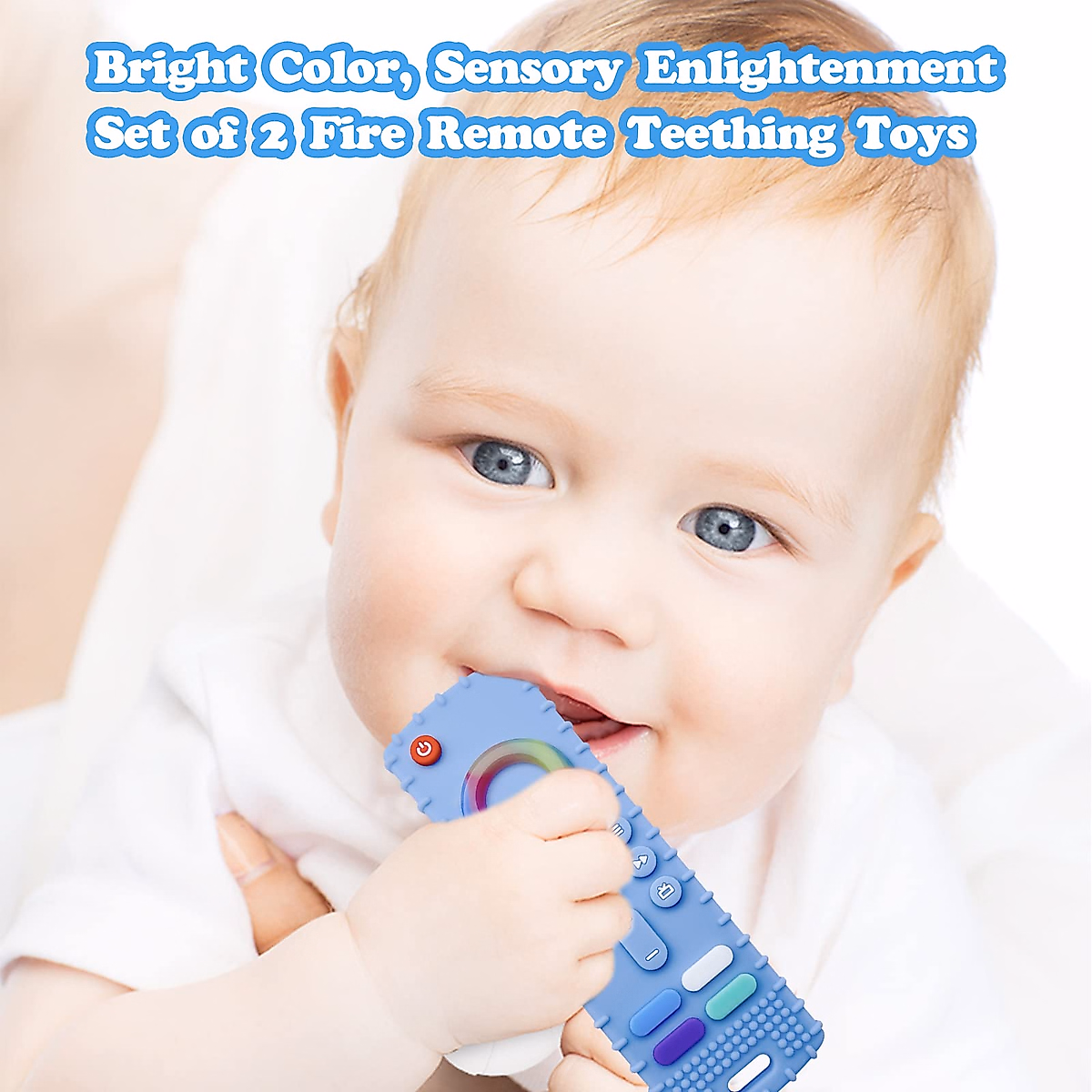 ERSIHUA 2-Pack Silicone Baby Teething Toys, Fire TV Remote Teethers for 6-12-18 Months Infant, Fire Remote Shape Toddlers Silicone Teethers for Boys and Girls Sensory Toy