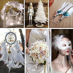 Soarer 300pcs White Feathers for Crafts - 3-5inch Feathers Bulk for Wedding Home Party, Dream Catcher Supplies and DIY Crafts(White)