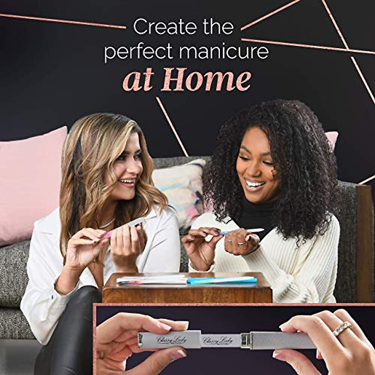 ClassyLady Glass Nail File - Crystal Nail File, Filing Board for Professional Fingernail Care and Smooth Precise Filing, Easy to Clean - Yellow/Pink with case