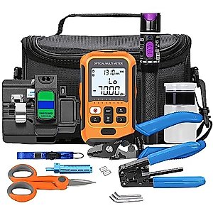 D YEDEMC 9 in 1 FTTH Fiber Cold Connection Tool Kit with X0 Fiber Cleaver Optical Power Meter 10km Visual Fault Locator Optical Pliers Cable Cutter Stripper