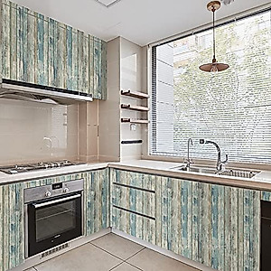 practicalWs Wood Wallpaper Rustic Self-Adhesive Removable Faux Wood Peel and Stick Wallpaper Distressed Wood Plank Grain Shiplap Wall Paper Vintage Wood Panel 11.8''x78.7'' Roll