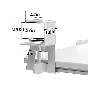 BONTEC Keyboard Tray Under Desk, Pull Out Keyboard & Mouse Tray with C-clamp, 25.6 Excluding Clamps (30 Including Clamps) x 11.8 Inch Steady Slide-Out Computer Drawer for Typing, White