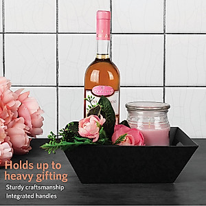 Upper Midland Products [5Pk 10x12 Large Big Black Gift Baskets for Gifts Empty, Large Cello Bags for Gift Baskets, Black Pull Bows| DIY Wine Basket Gift Set Kit| Christmas, Easter| Gift to Impress