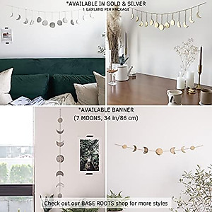 Moon Phase Wall Hanging, Handmade Hammered Silver Metal 13 Moons 36" Garland, Phases of the Moon Decorations, Celestial Lunar Art, Silver Garland Boho Decor for Bedroom Home Dorm Living Room Girl Gift