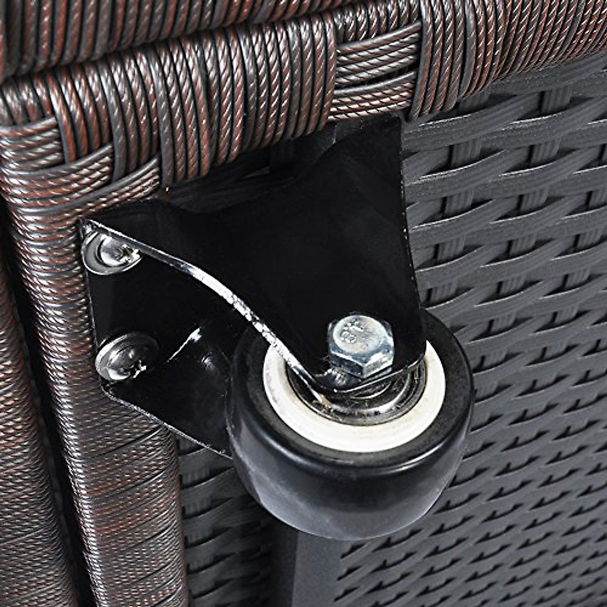 Outdoor Patio Wicker Storage Container Deck Box made of Antirust Aluminum Frames and Resin Rattan, 86-Gallon (Brown) (Large, Brown)