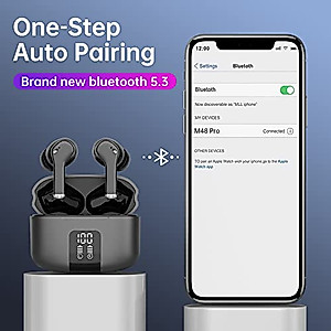 Sibotion Wireless Earphones, Bluetooth 5.3 Dual-mic ENC Call Noise Reduction, with LED Power Display Charging Case, IPX5 Waterproof Ultra-Light and Ergonomic for Sports and Esports