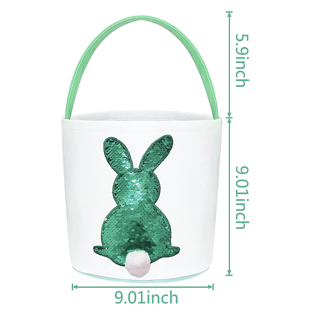 2 Pack Easter Basket for Kids, Easter Bunny Basket for Boys Girls for Easter Hunt, Canvas Easter Basket with Handles Easter Gifts Bags Easter Party Favors for Easter Eggs (Purple and Green)