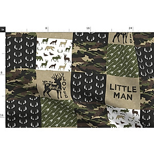 Spoonflower Fabric - Little Man Woodland Wholecloth Camouflage Camo Hunting Deer Boy Printed on Denim Fabric by The Yard - Bottomweight Apparel Home Decor Upholstery
