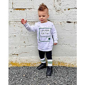 Toddler Baby Boy Fall Outfit Crewneck Long Sleeve Sweatshirt Tops Elastic Pants Jogger Cute Newborn Winter Clolthes Set (Clover White, 6-12 Months)