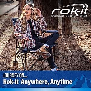 Kijaro Rok-it, Rocking Camp Chair - Enjoy The Outdoors with a Rocker Camp Chair - Multipurpose Portable Rocking Chair, Folding Chair, Lawn Chair, and Sports Chair - Hallett Peak Gray