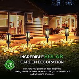 WdtPro Solar Pathway Lights, 8 Pack Solar Lights Outdoor Decorative Super Bright Warm White & Bigger Solar Panel, Auto On/Off Garden Lights Waterproof Solar Landscape Lighting for Yard Patio Walkway