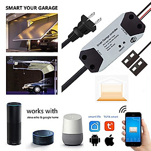 EVERSECU Tuya Smart WiFi Switch Garage Door Opener Controller Work with Alexa Echo Google Home SmartLife/Tuya APP Control No Hub Required