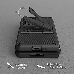 VRS DESIGN QuickStand Pro Phone Case for Galaxy Z Fold 3, Durable Kickstand Case Compatible with Galaxy Z Fold 3 5G (2021) Matte Black