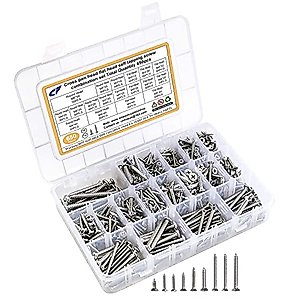 Self Tapping Screws Assortment Fasteners Set, 650pcs 304 Stainless Steel M3/M4/M5/M6 Sheet Metal Screws Kit with Storage Box,Phillips Drive Wood Screw Assortment
