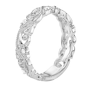 Hdiamonds 1/10 Carat Total Weight (cttw) Sterling Silver Diamond Ring with White Gold Plated Bridal Ring for Women (Ring Size: 5)