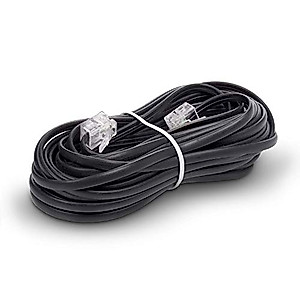 Phone Line Cord 25 Feet - Modular Telephone Extension Cord 25 Feet - 2 Conductor (2 pin, 1 line) Cable - Works Great with FAX, AIO, and Other Machines - Black