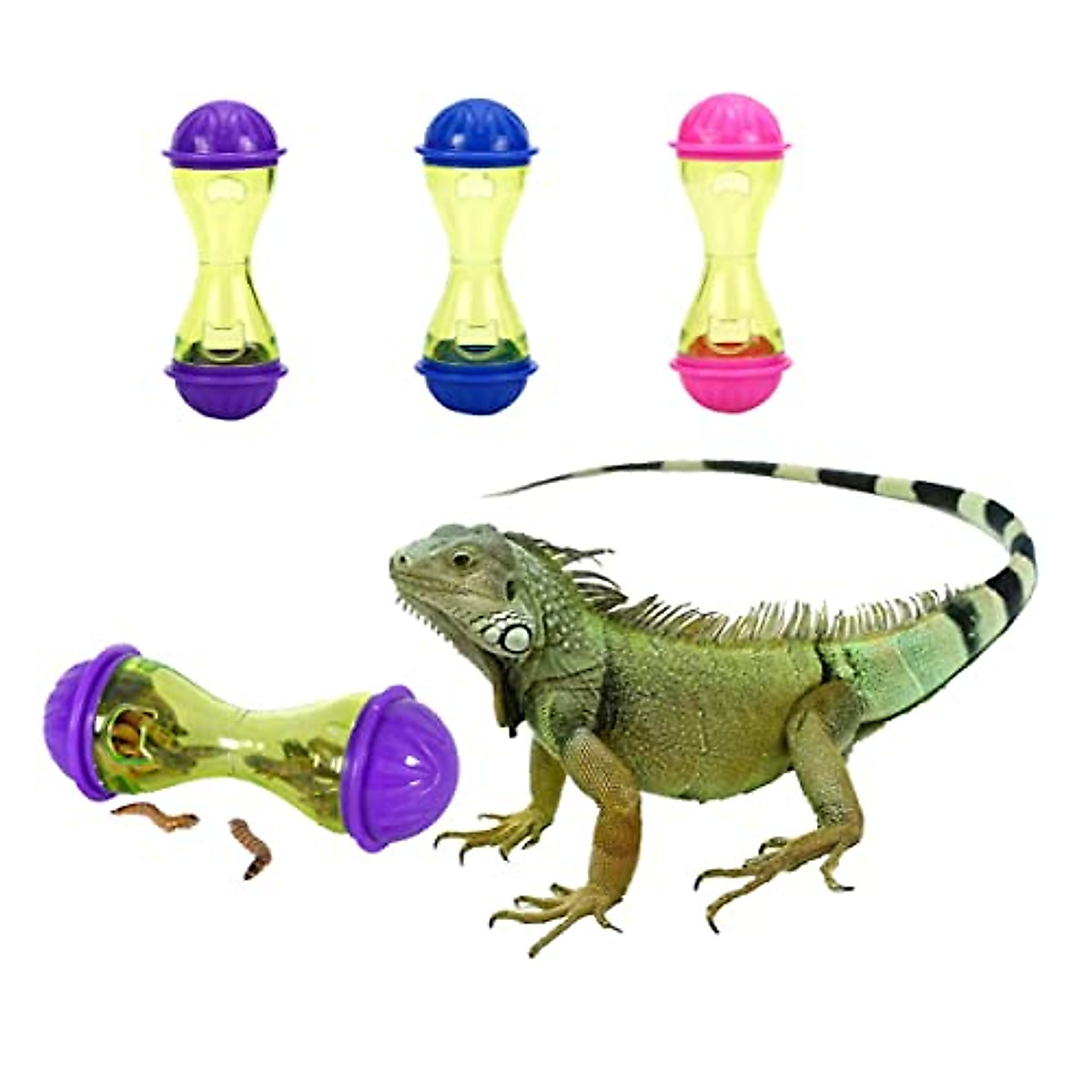 PUMEXFE 3 PCS Reptile Enrichment Toy Ball Bearded Dragon Toys Reptile Tank Decor Reptile Feed Toys for Lizard, Bearded Dragon, Gecko, Small Animals (Blue)