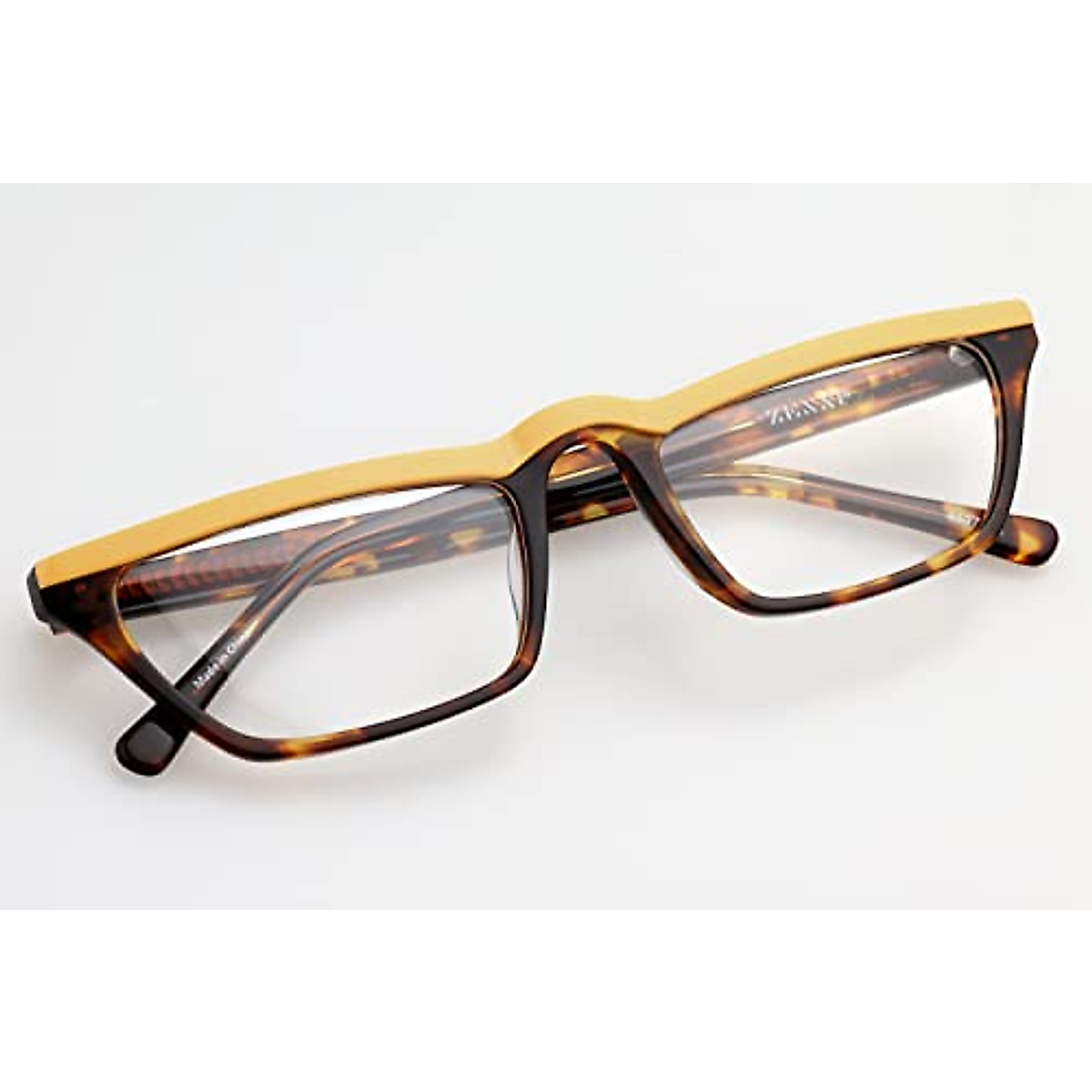 ZENNI Blue Light Blocking Glasses for Men Women Stylish Yellow&Tortoiseshell Rectangle Frame Relieve Digital Screen Eye Strain Acetate Light Eyewear