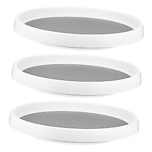 BESTOYARD 3pcs Rotating Tray Rotating Sundries Organizer Kitchen Turntable Organizer Rotating Cosmetic Tray Rack Round Tray Multi-Function Spice Tray Plastic Storage White Spinner to Rotate