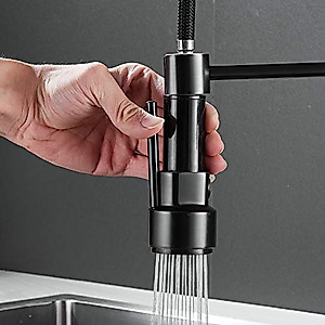 Leekayer Kitchen Faucet Commercial Pull Down Small Type Sink Mixer 2 Mouth Single Handle 1 Hole Deck Mount Dual Function Swivel Spout Antique Elegant Oil Rubbed Bronze Finish