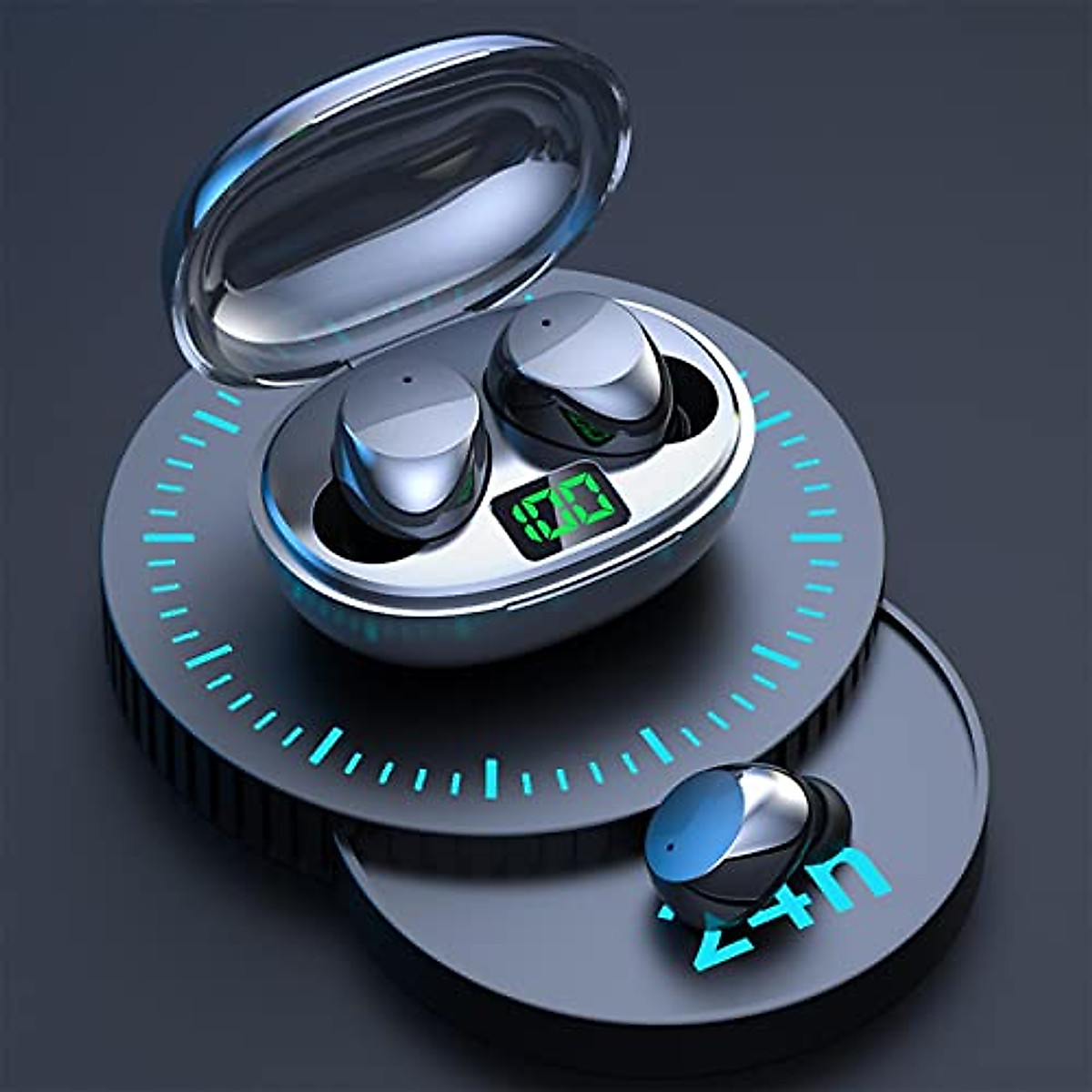 Ganfancp Bluetooth 5.3 Earbuds,in Ear Headphones,Touch-Control Waterproof Sport Earphones with Display Charge Case,Deep Bass for Sports Game,Christmas Earphones Gift