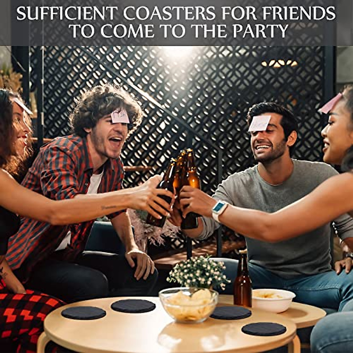 40 Pieces Round Slate Coasters Bulk, 4 x 4 Inch Black Stone Coasters Drink Coasters Bar Coasters Cup Coaster with Anti Scratch Bottom for Drinks Table Kitchen Bar Home