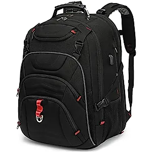 18.4 Extra Large Travel Laptop Backpack for Men, TSA Approved College High School Backpack with Suspended Load Technology-55L Expandable Gaming Laptop Backpack-Reduce Impact Force to 30%, Black.