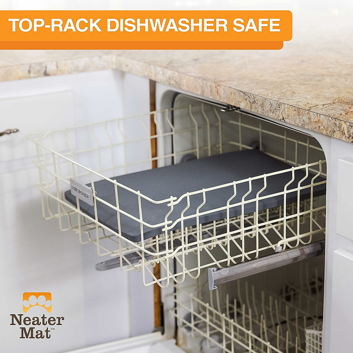 Neater Pet Brands Neater Mat - Waterproof Silicone Pet Bowls Mat - Protect Floors from Food & Water (Gunmetal, 24" x 16" Silicone)