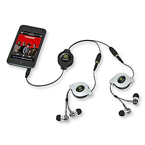 ReTrak Retractable Headphone Splitter, Black (ETCABLESPLBLK)