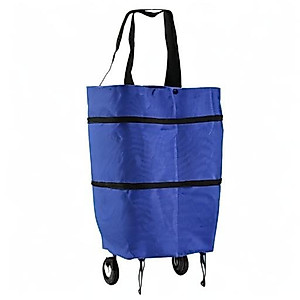 600D Oxford Cloth Folding Shopping Cart/ Rolling Utility Cart/ Retractable Shopping cart/ Car Organizer Cart Shopping Bag Satchel Carry Bag