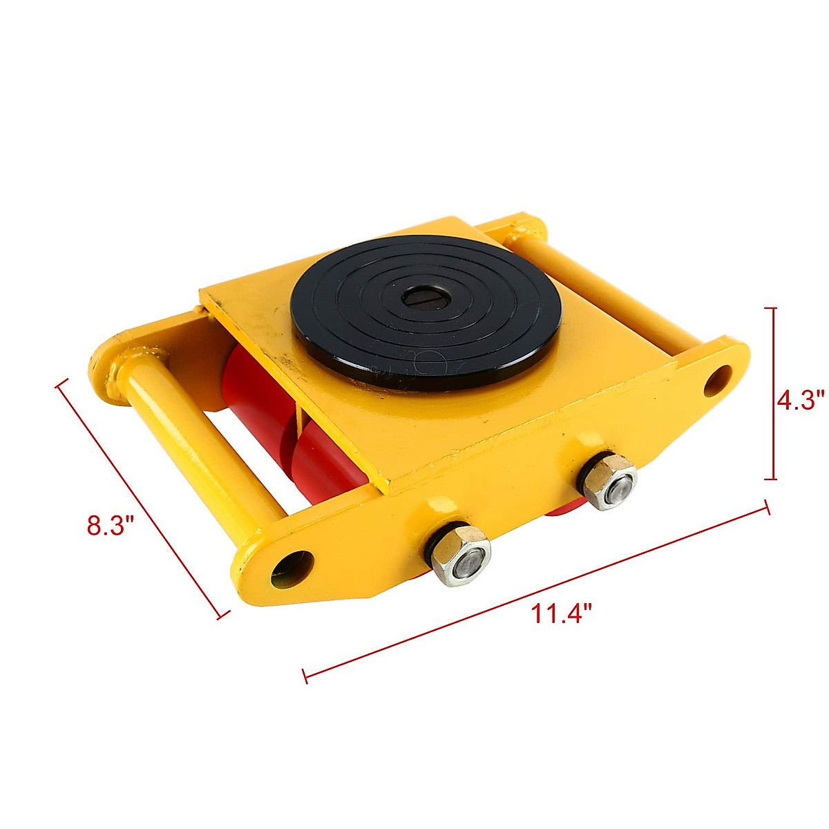 YaeTek Industrial Machinery Mover 13200 lbs 6 Tons Machinery Skate Dolly with 4 Rollers Cap 360 Degree Rotation (Yellow)