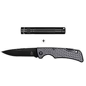 Maglite, Solitaire LED with Gerber Knife Combo, Black