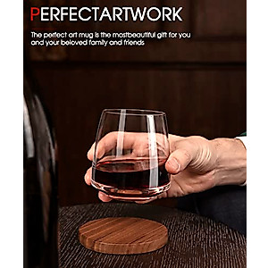 Stemless Wine Glasses Set of 4-13.5oz，Hand Blown Crystal Red White Wine Glasses - Unique gifts for him/her for wedding, birthday, Christmas, father's day, anniversary - clear.