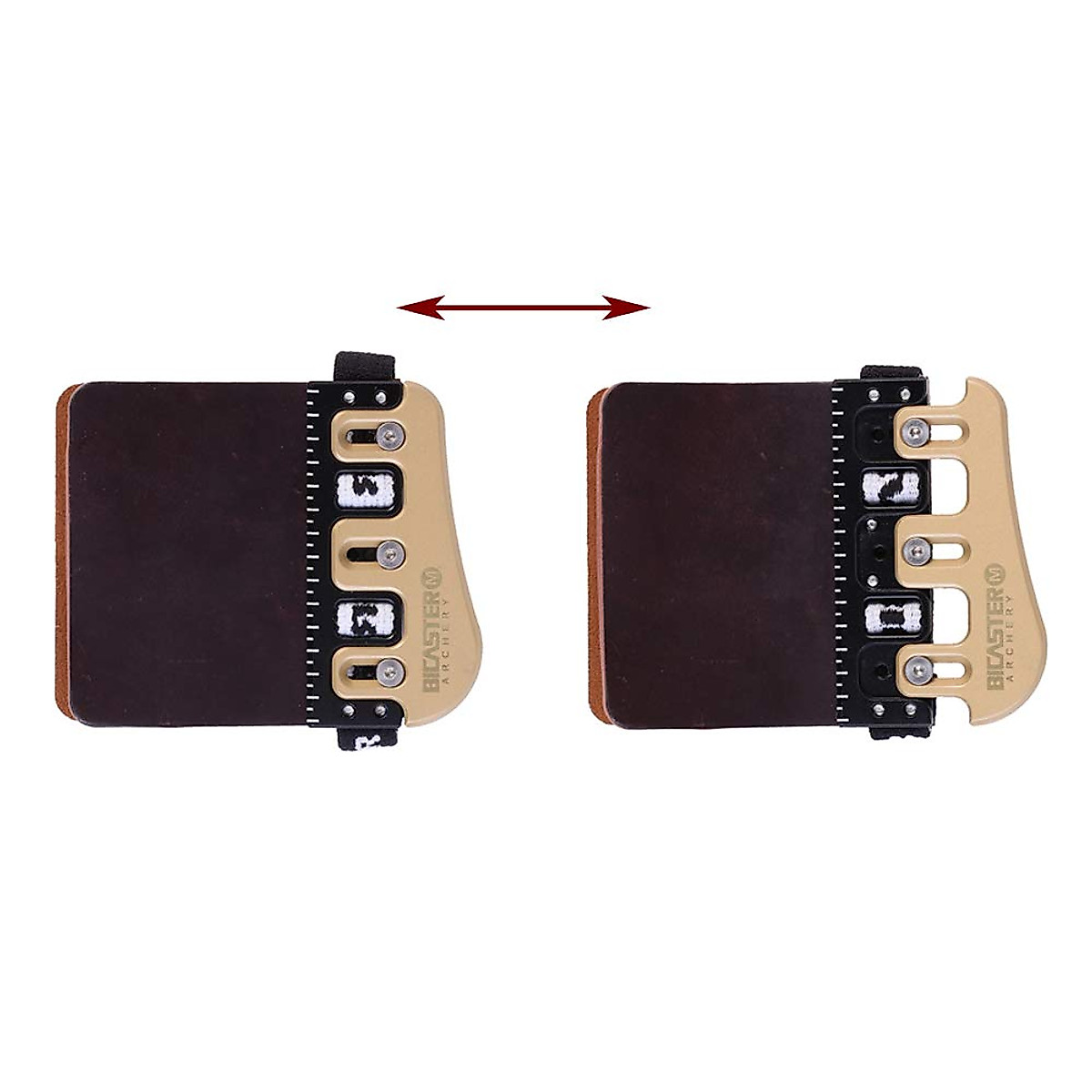 BICASTER Barebow Finger Tabs Cordovan Leather + Brass String Walking Finger Guards - RH (Medium)