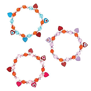 Baker Ross AT418 Heart Charm Bracelet Kits - Pack of 3, Creative Valentine's Day Art And Craft Supplies For Kids To Make And Decorate