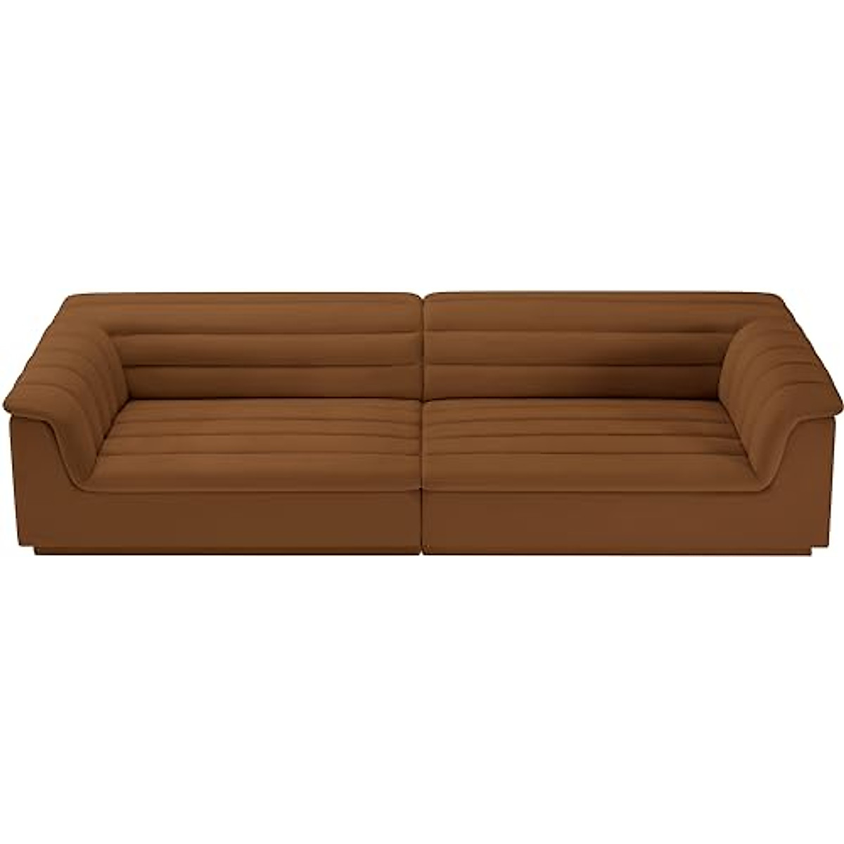 Meridian Furniture 194Saddle-S119 Cascade Collection Modern | Contemporary Modular Sofa with Soft Saddle Velvet Fabric, Deep Channel Tufting, Curved Arms, 118" W x 35" D x 28" H, Saddle