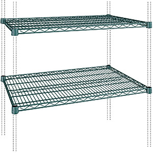 Regal Altair Green Epoxy Wire Shelf |Pack of 2 Shelves| for Storage in Humid Environments | Ideal for Restaurants, Stores, Businesses and Homes (Green Epoxy Wire Shelves, 24''W x 60''L)