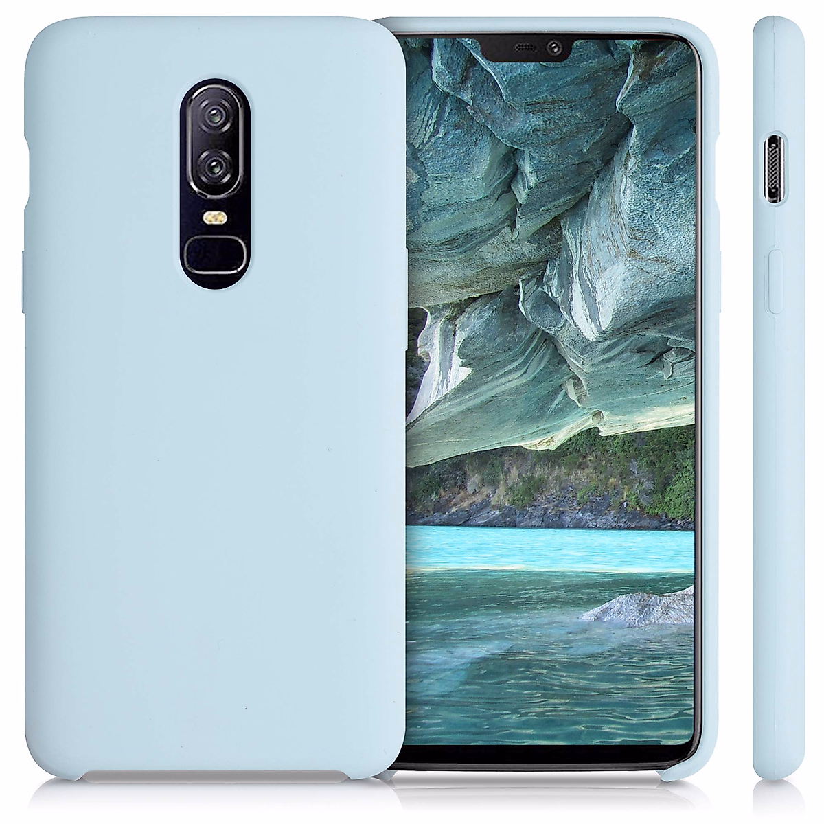 kwmobile Case Compatible with OnePlus 6 Case - TPU Silicone Phone Cover with Soft Finish - Cool Mint