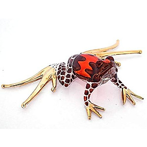 ZOOCRAFT Blown Glass Frog Figurine Brown Dart Hand Painted Animals Collection Miniature Home Garden Decor